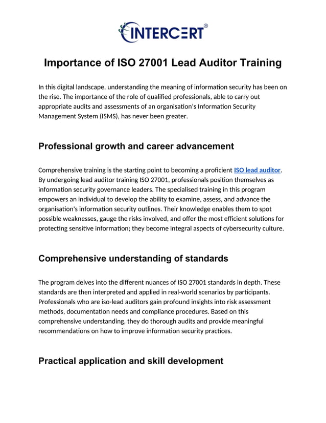 Importance of ISO 27001 Lead Auditor Training.docx