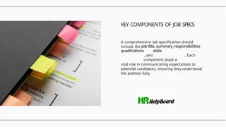 Importance of Job Specification, Job Spec in HRM | PPTX