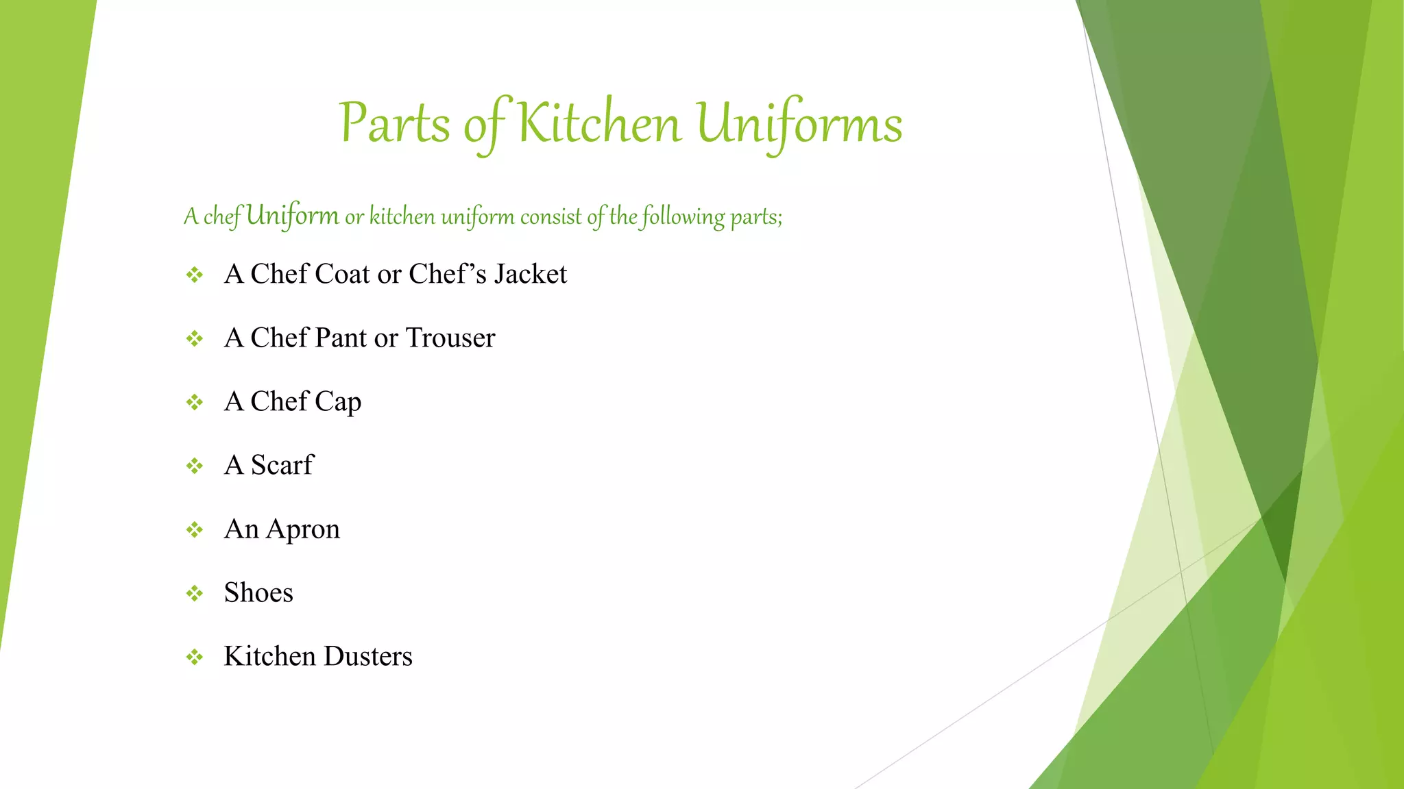 Importance of kitchen uniform | PPTX