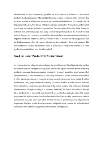 Importance of labor productivity and its measurement | PDF