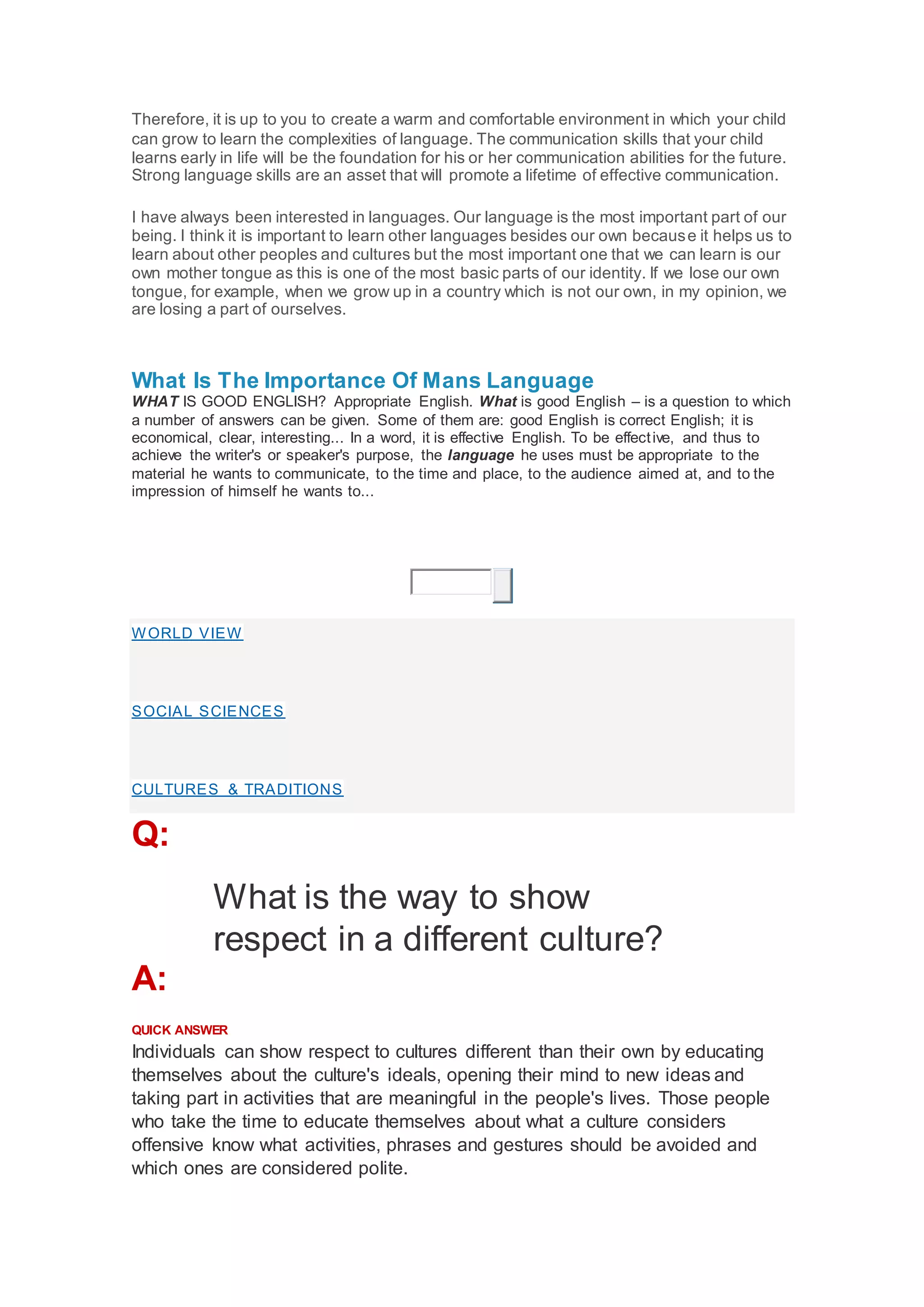 Importance of language | DOCX