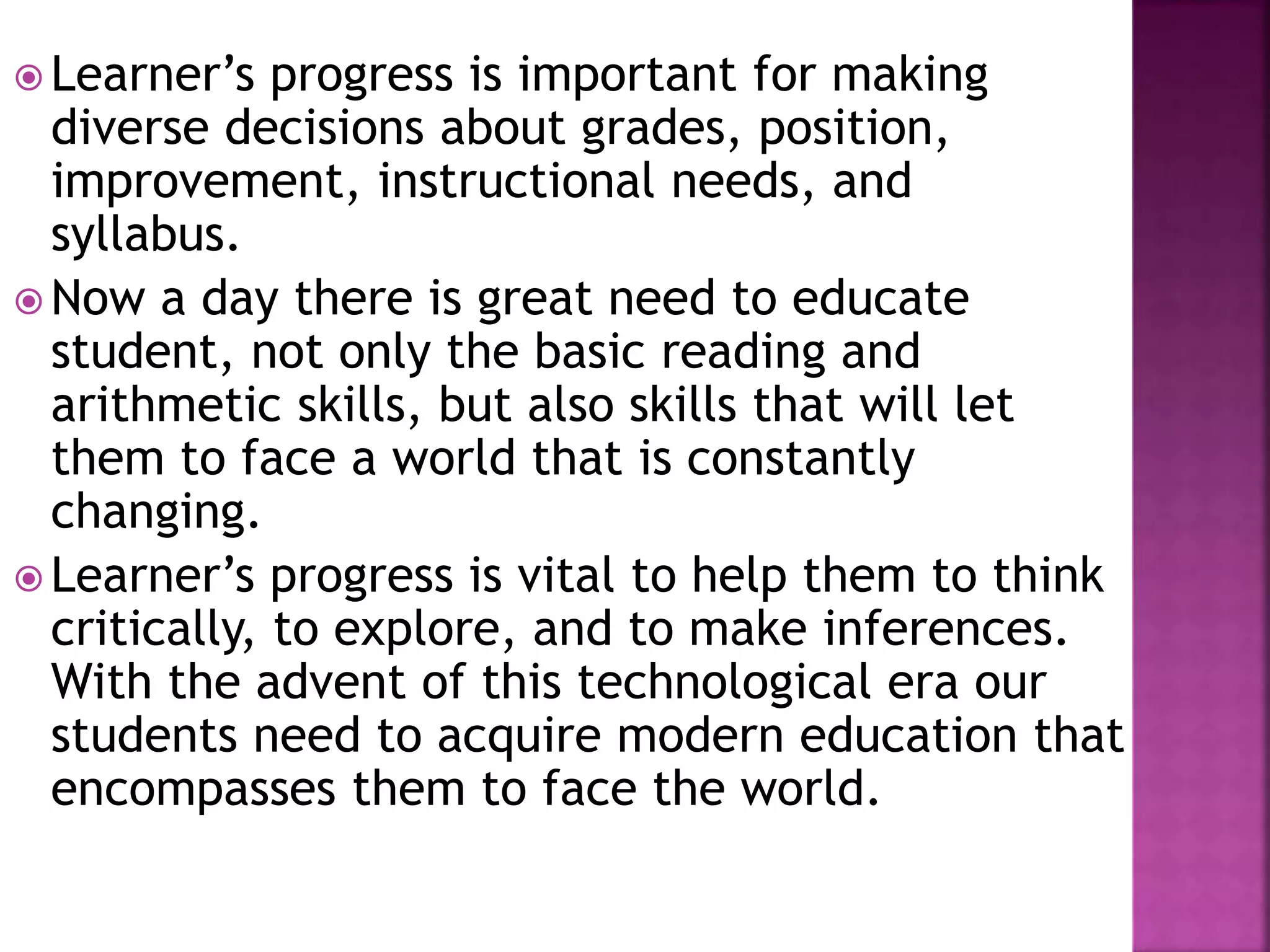 Importance of learner’s progress | PPTX | Educational Assessment ...