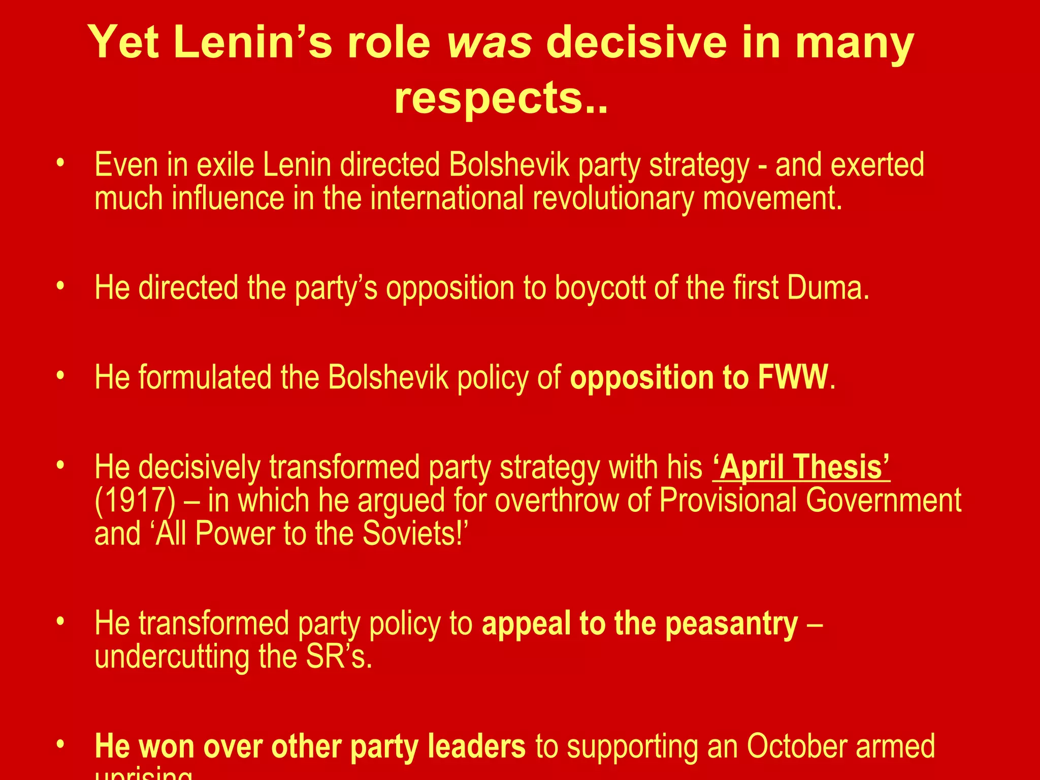 Importance of lenin to 1917 | PPT