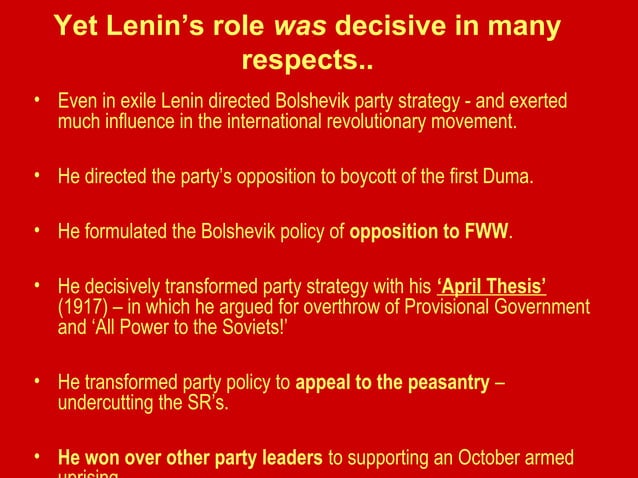 Importance of lenin to 1917 | PPT | Civic affairs | Politics