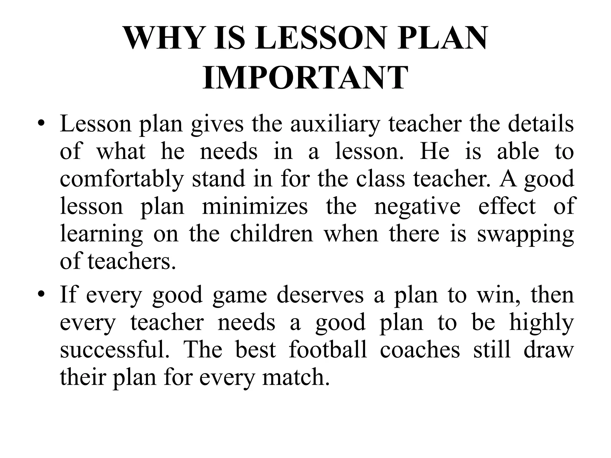 Importance of Lesson Plan | PPTX