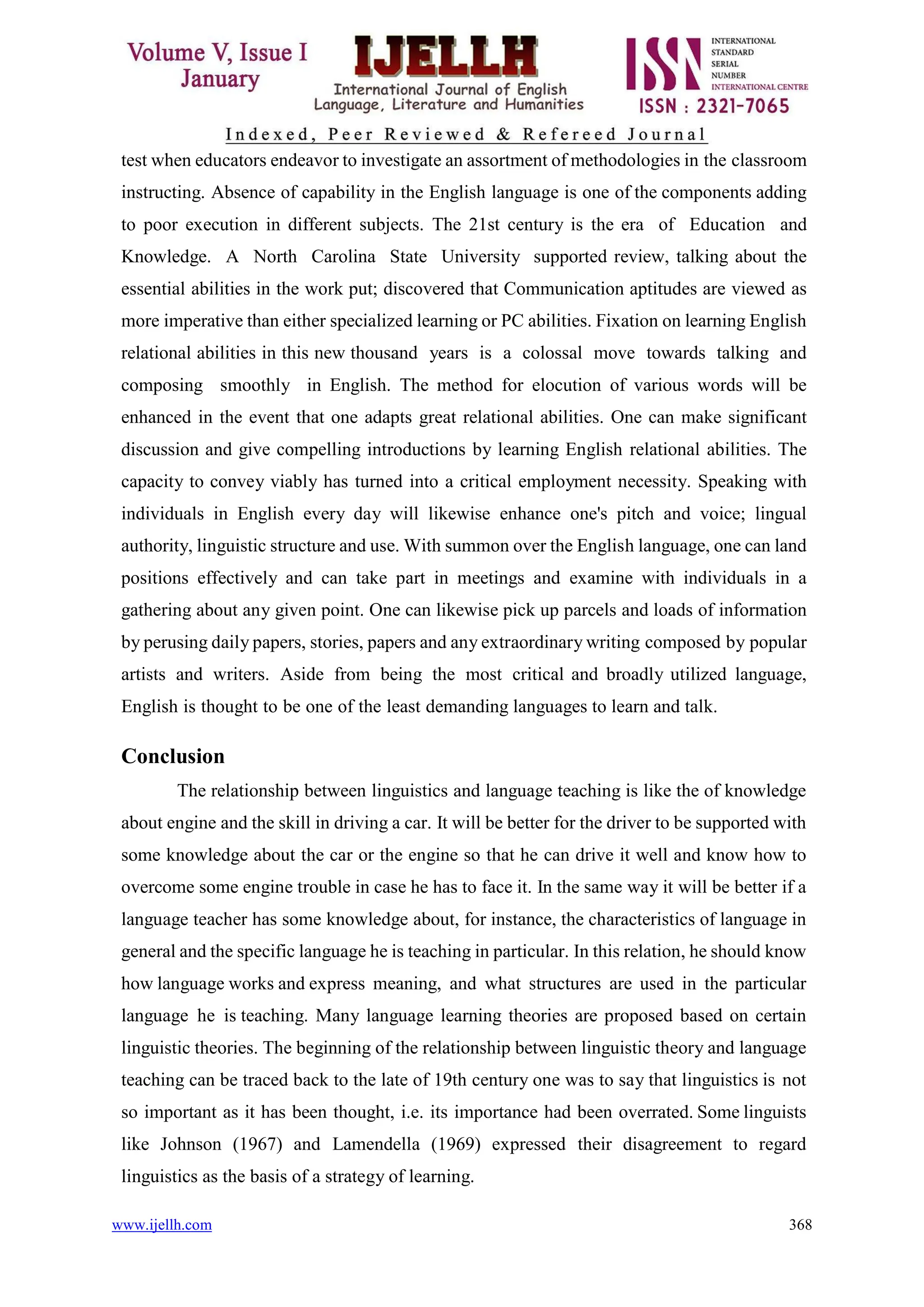 IMPORTANCE OF LINGUISTICS IN ENGLISH LANGUAGE | PDF | Hinduism ...