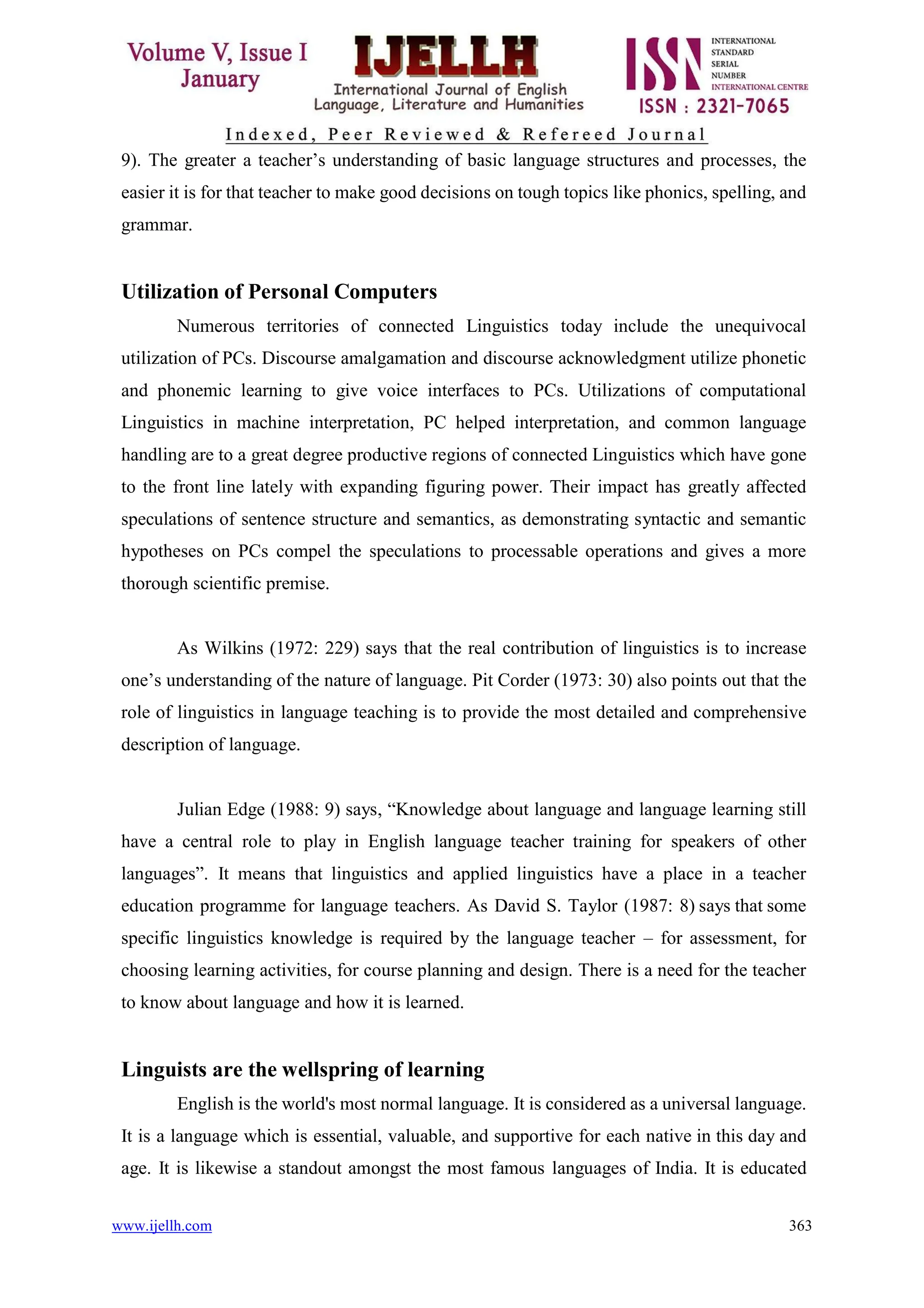 IMPORTANCE OF LINGUISTICS IN ENGLISH LANGUAGE | PDF | Hinduism ...