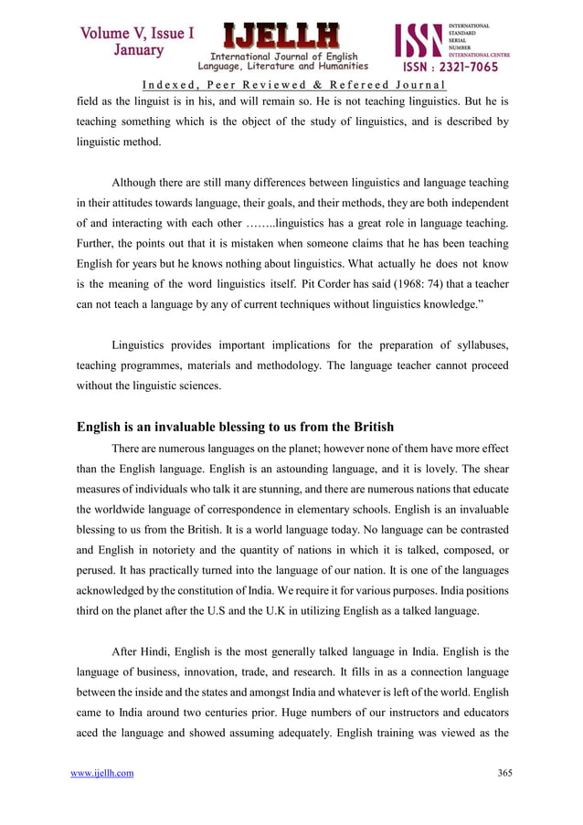 IMPORTANCE OF LINGUISTICS IN ENGLISH LANGUAGE | PDF