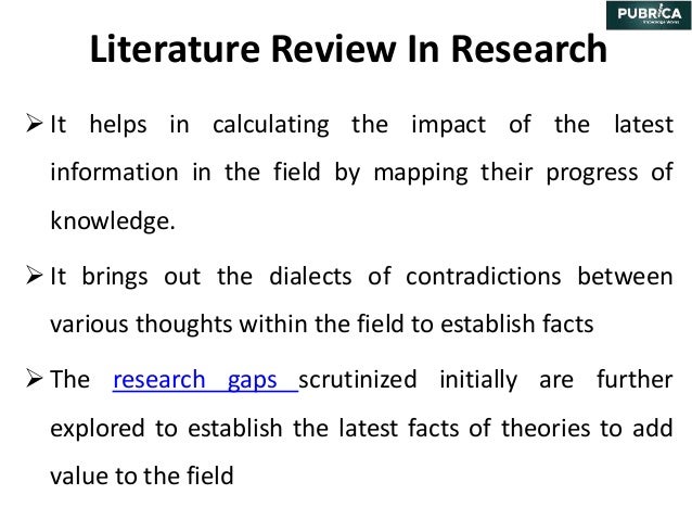 The Role and Importance of Literature Review in Research The Role and Importance of Literature Review in Research