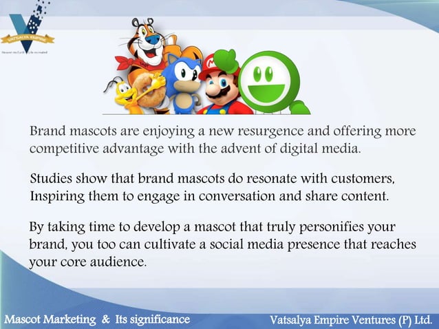 Importance of mascot branding by Vatsalya Empire | PPTX | Marketing and ...