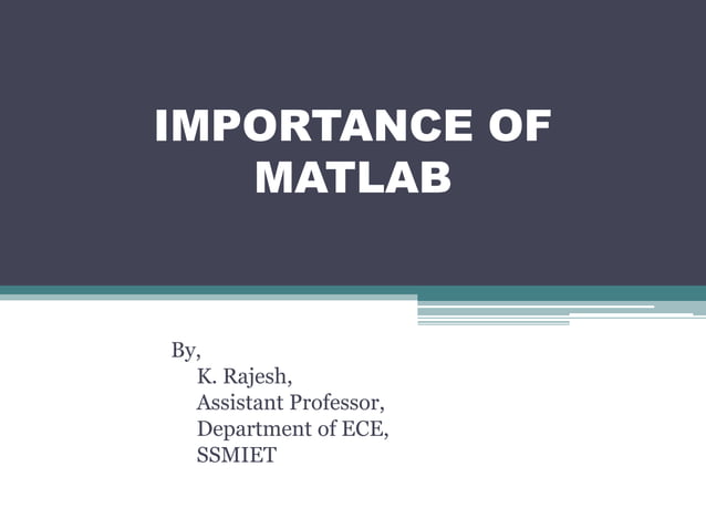 Importance of matlab | PPT