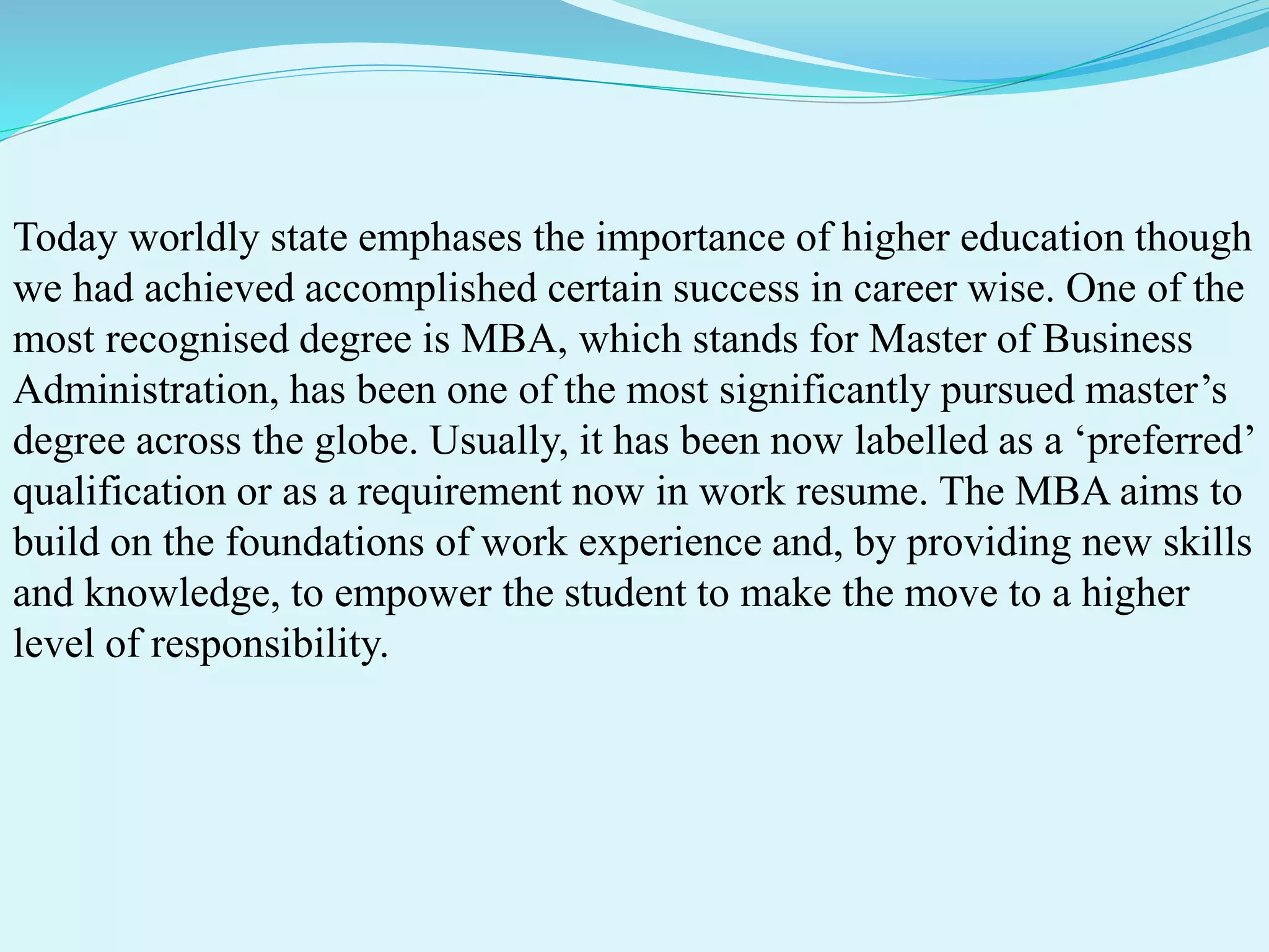 Importance of MBA | PPTX
