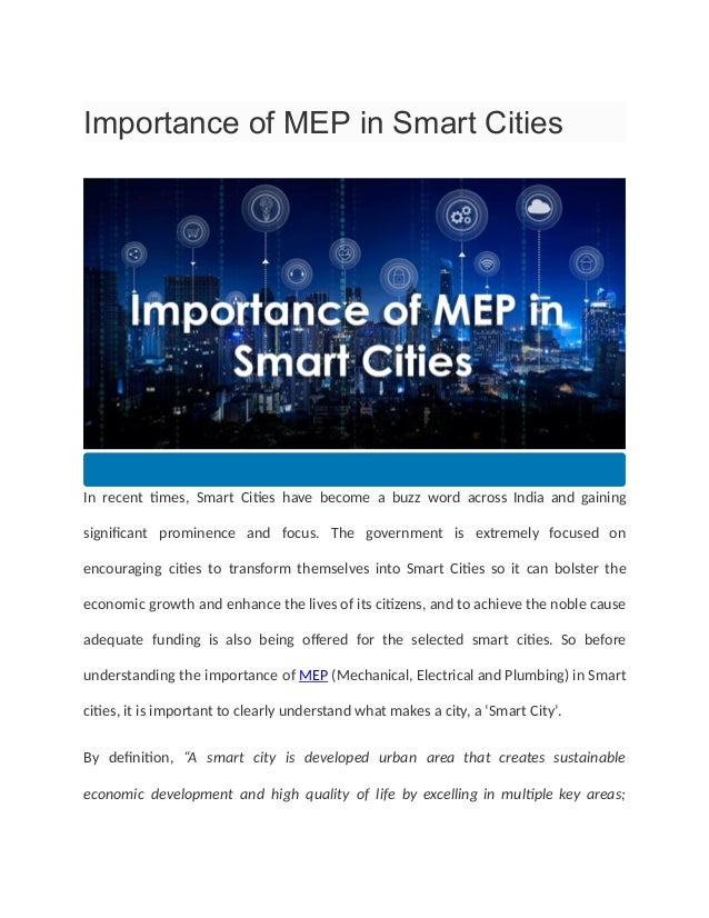 Importance of mep in smart cities | PDF