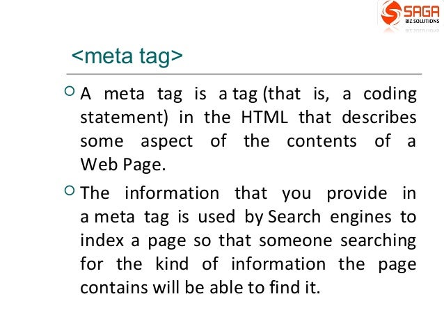 Importance of meta tag -saga biz solutions
