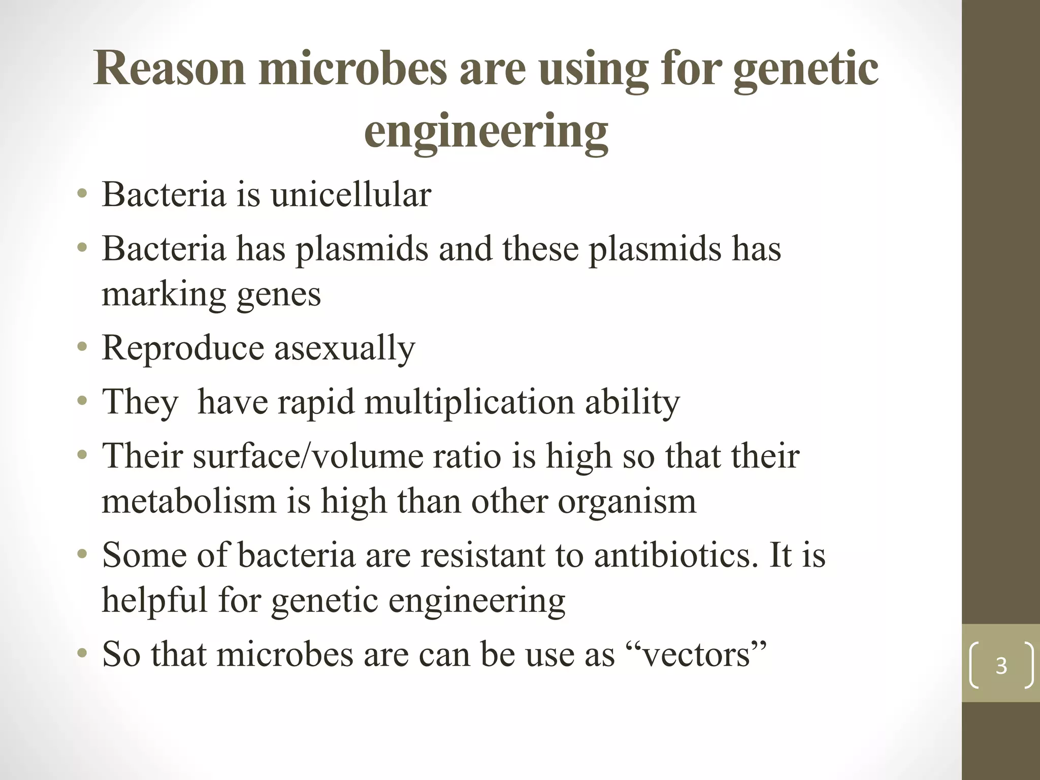 Importance of microbes in genetic engineering | PPTX
