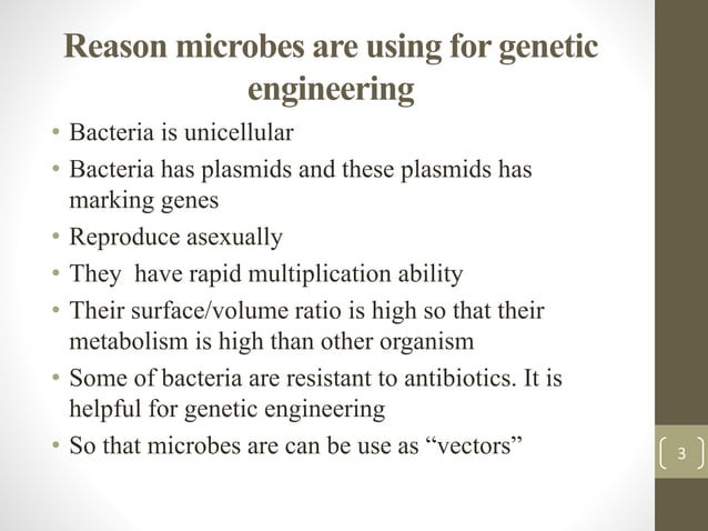 Importance of microbes in genetic engineering | PPTX | Genetics | Science