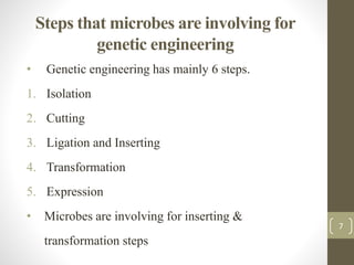 Importance of microbes in genetic engineering | PPTX