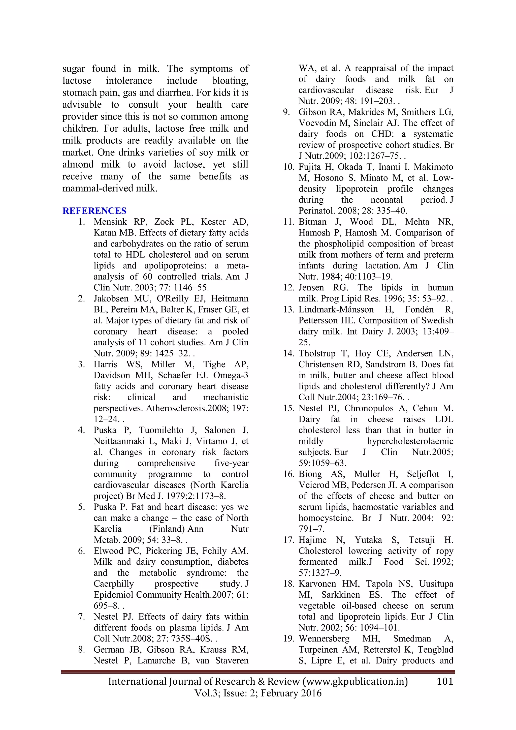 Importance of milk | PDF