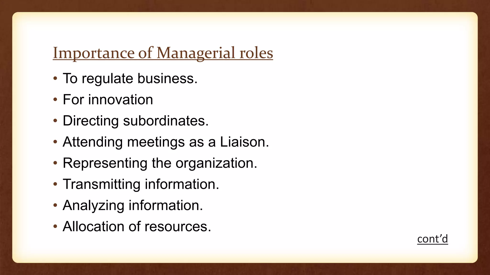 Importance of mintzberg managerial roles in professional life | PPTX