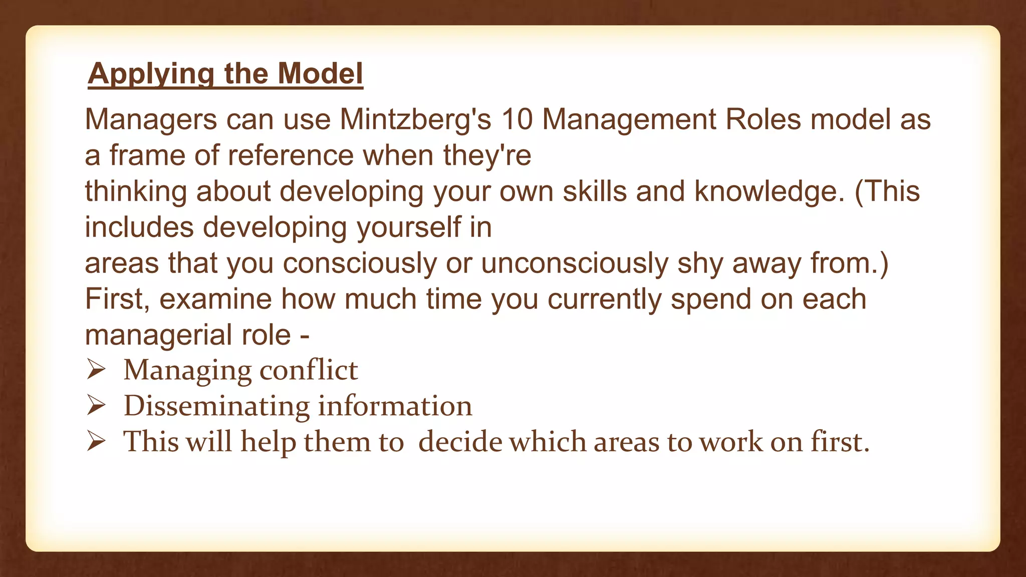 Importance of mintzberg managerial roles in professional life | PPTX