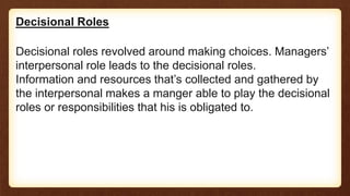 Importance of mintzberg managerial roles in professional life | PPTX