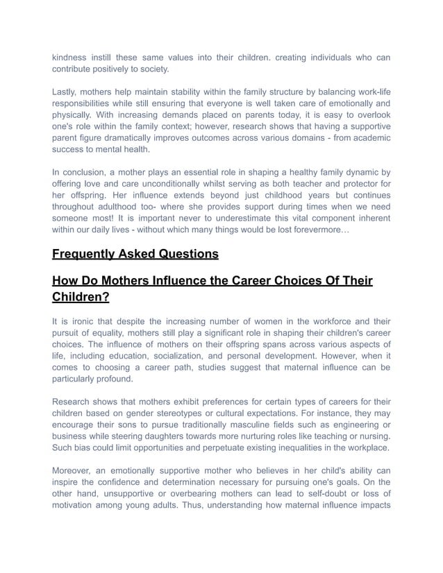 Importance of Mother in One's Life.pdf | Adoption and Fostering | Parenting