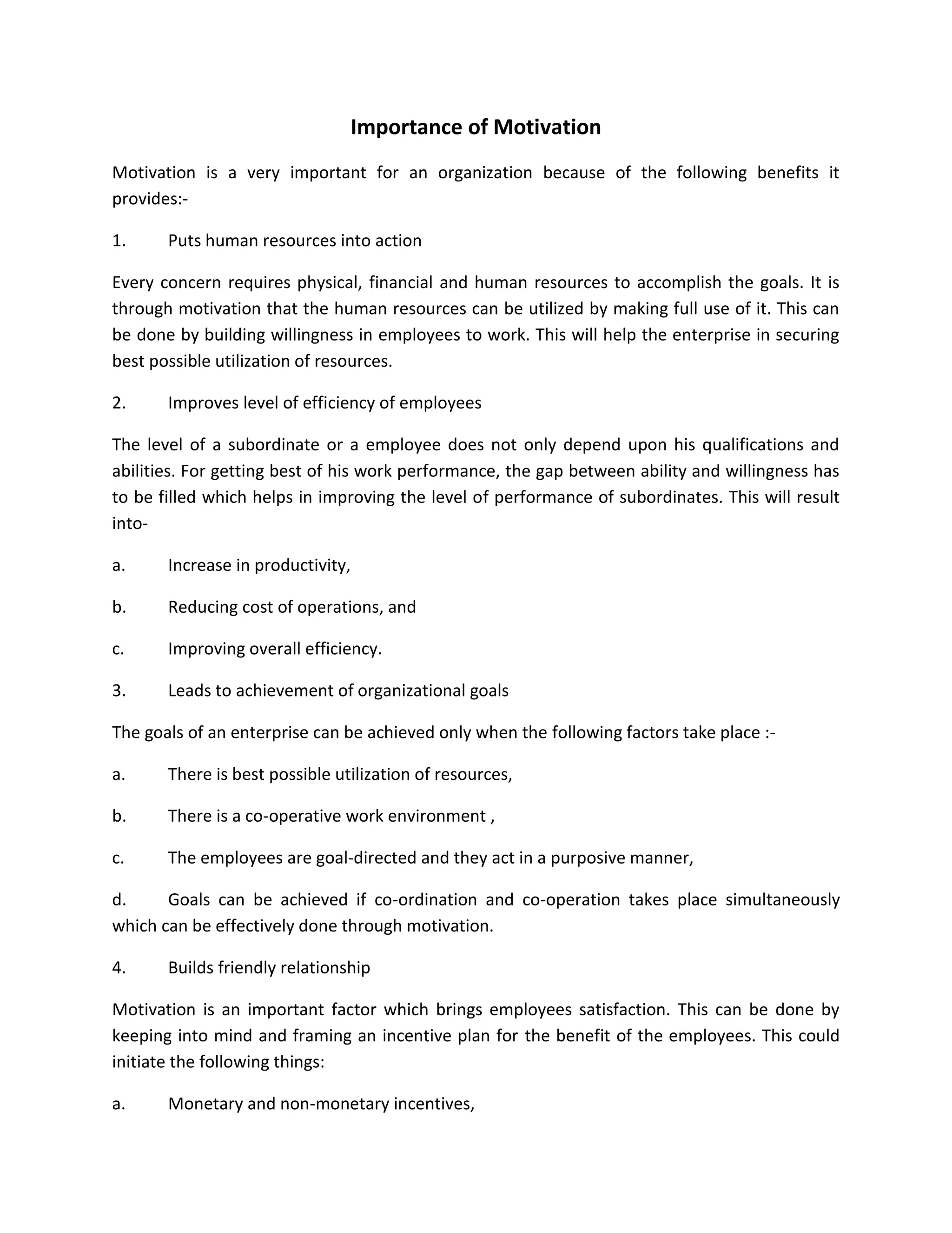 Importance of motivation | DOCX