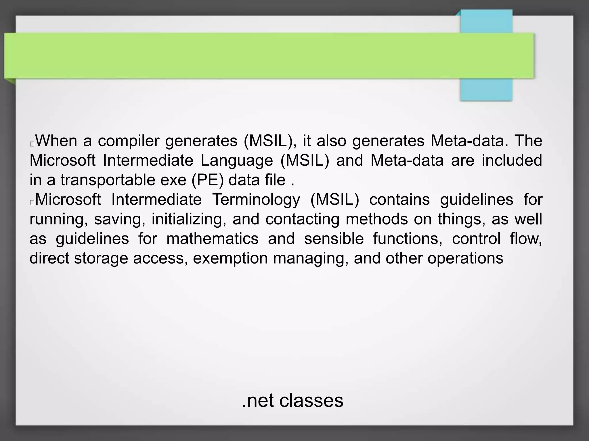 Importance of msil in dot net | PPTX