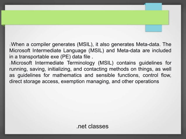 Importance of msil in dot net | PPTX