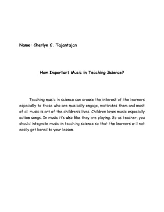 Importance of music in teaching science | PDF