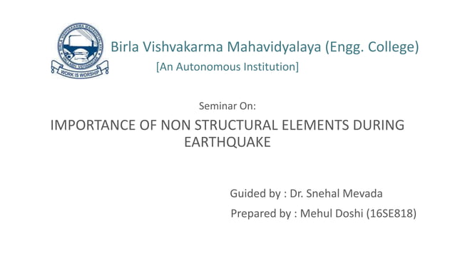 Importance of Non Structural Elements during Earthquake | PPTX
