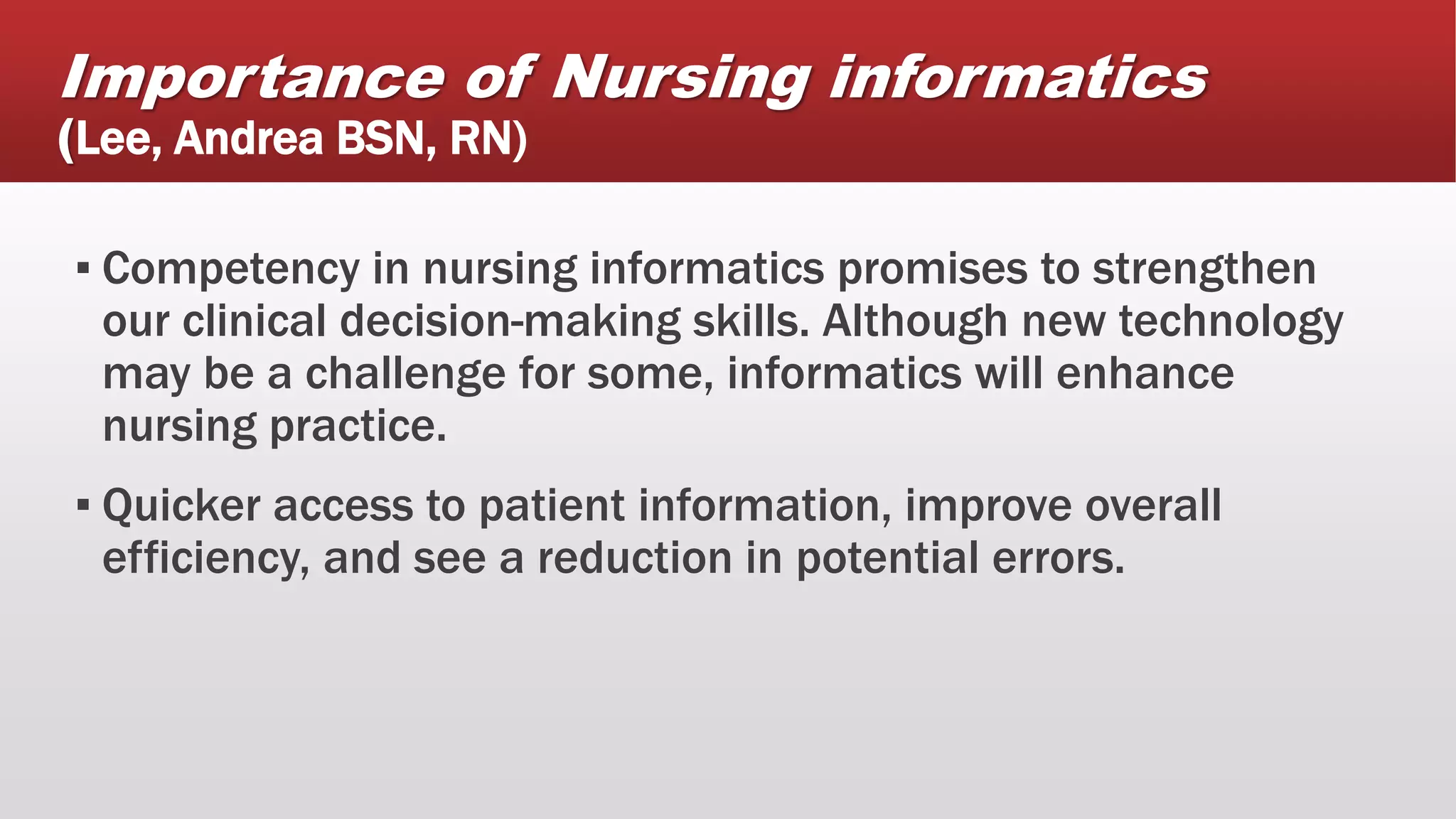 Importance of Nursing Informatics in the Health Care Delivery System ...