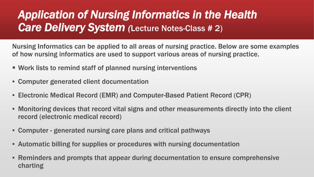Importance of Nursing Informatics in the Health Care Delivery System ...