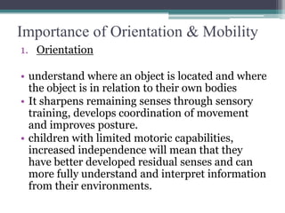 Importance of orientation and mobility training | PPTX