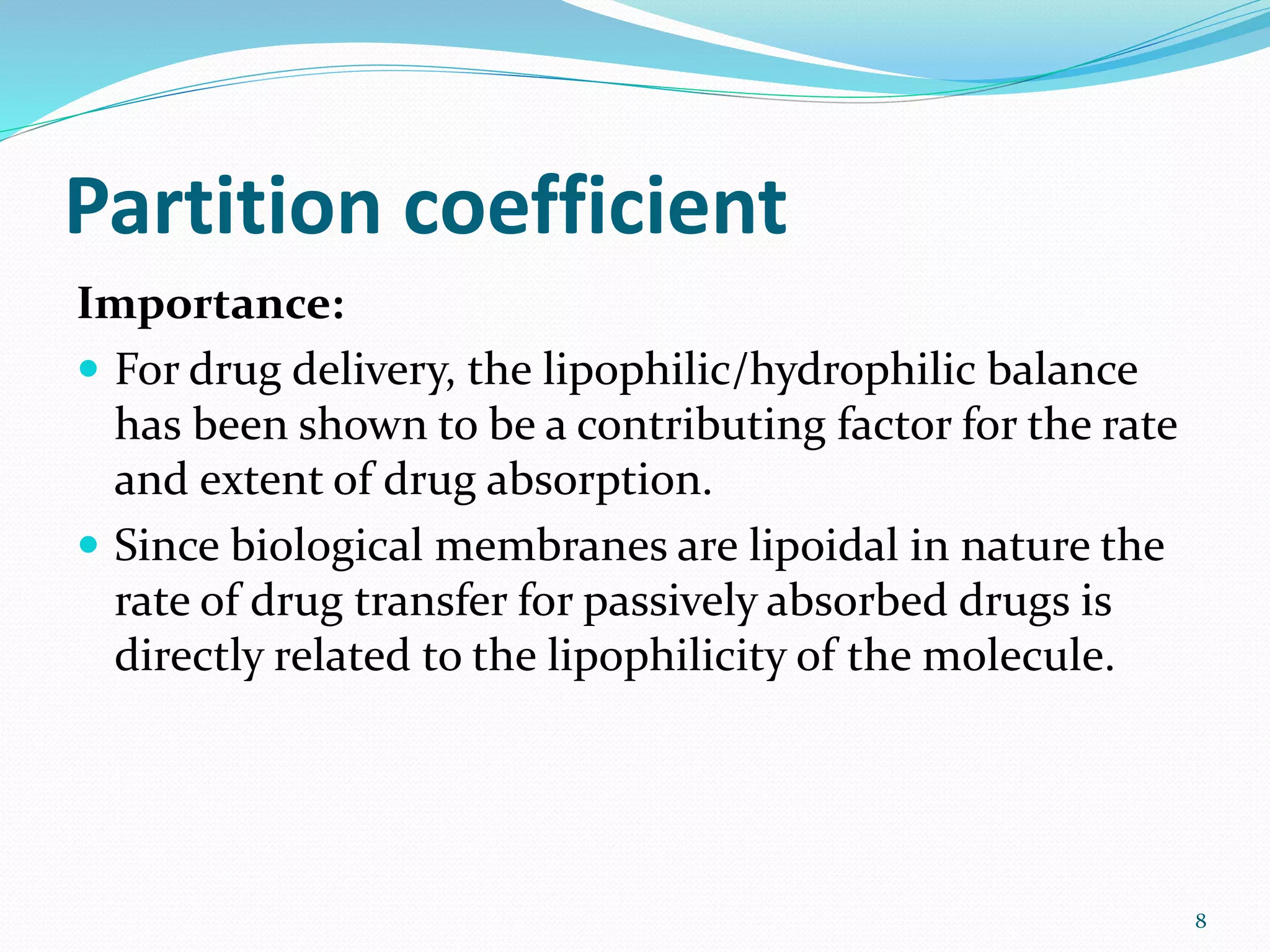 Importance Of Partition Coefficient Solubility And Dissociation On Pre