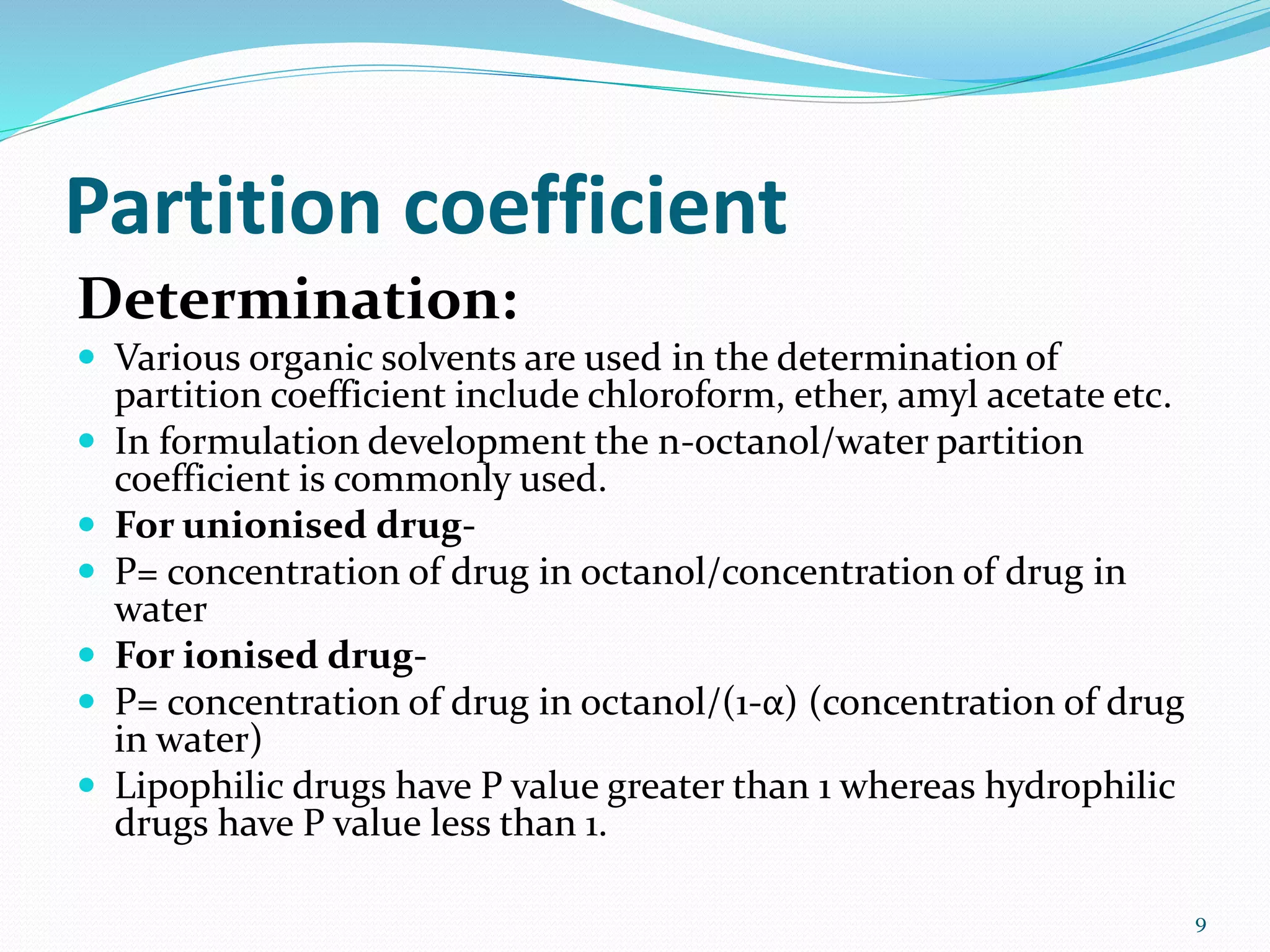 Importance Of Partition Coefficient Solubility And Dissociation On Pre