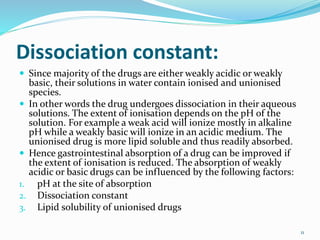 Importance of partition coefficient, solubility and dissociation on pre-formulation studies | PPTX