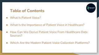 Importance of patient voice | PPTX