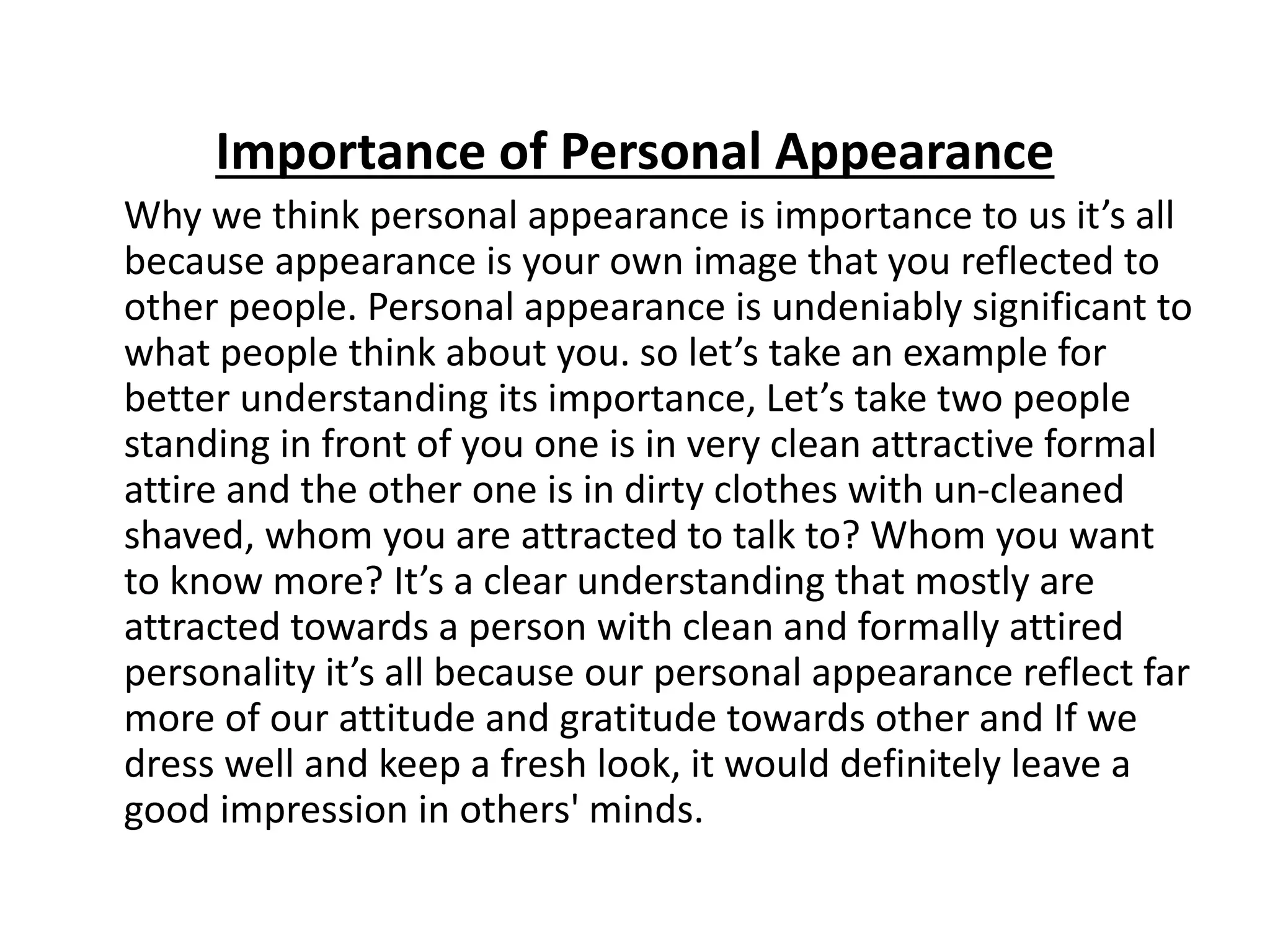 Importance of Personal Appearance | PPTX