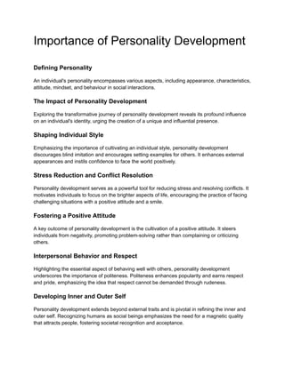 Importance of Personality Development | PDF