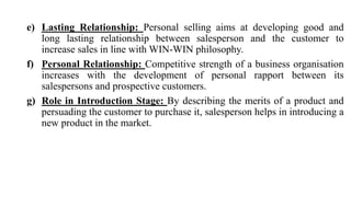 Importance of personal selling for B.com, M.com, BBA, MBA. | PPTX