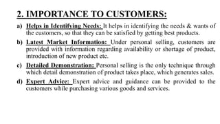Importance of personal selling for B.com, M.com, BBA, MBA. | PPTX