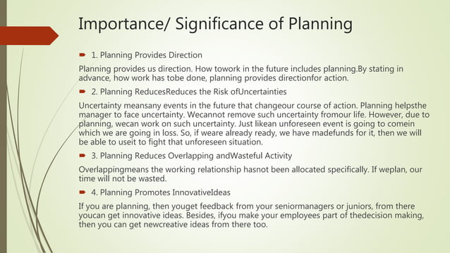 IMPORTANCE OF PLANNING IN MANAGEMENT – ADVANTAGES & LIMITATIONS OF ...