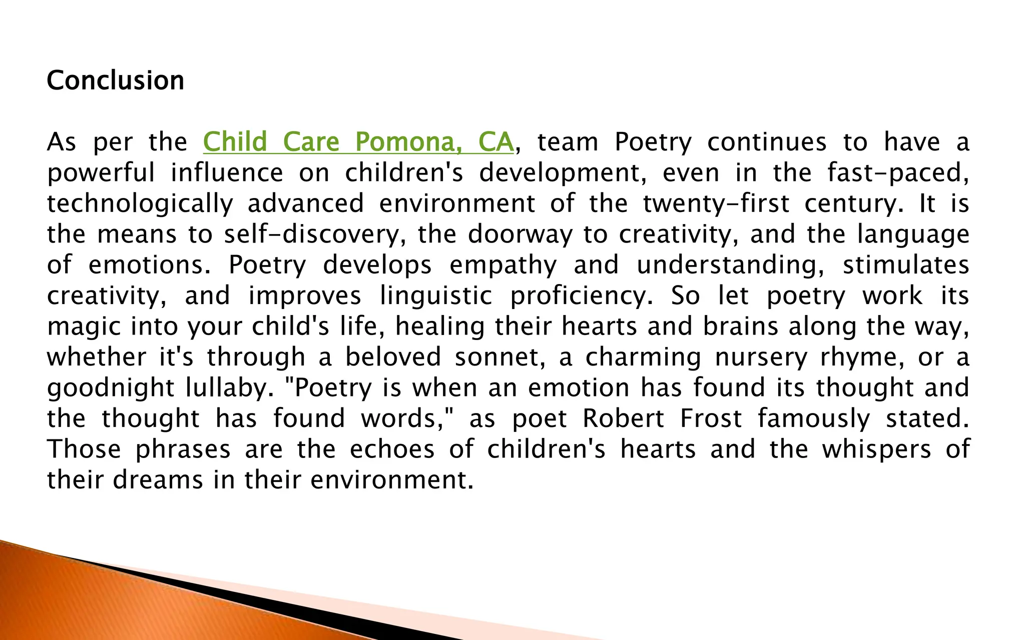 Importance of poems in kids' Life - Diamond Bar Montessori | PPTX