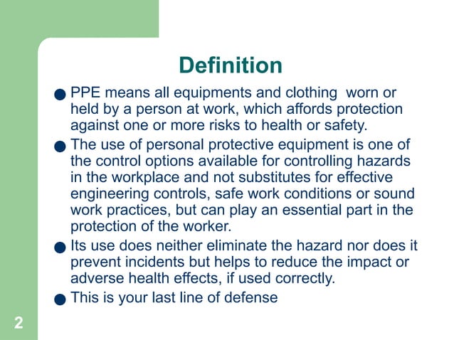 Importance of PPEs in prevention of Hazards.ppt