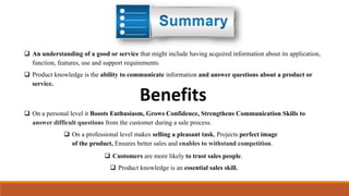 Importance of product knowledge in selling | PPTX