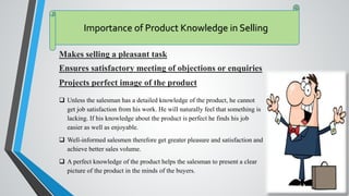 Importance of product knowledge in selling | PPTX