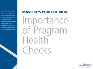 Importance of program health checks | PPT