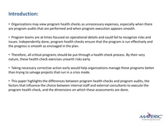 Importance of program health checks | PPT