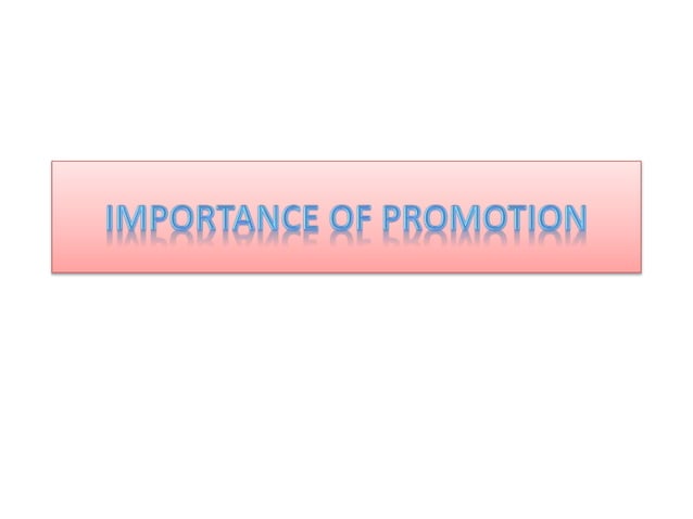 Importance of promotion | PPT